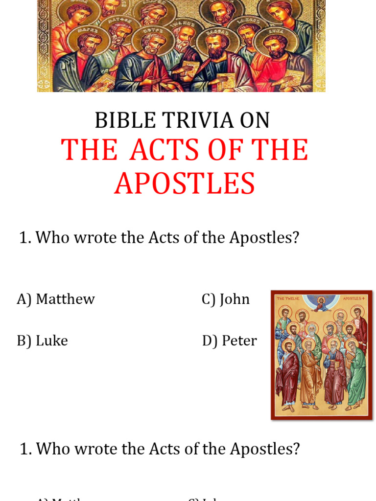 Bible Trivia On Acts | PDF | Acts Of The Apostles | Paul The Apostle