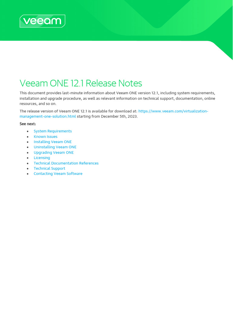 Veeam One 12 1 Release Notes | PDF | Hyper V | Windows 10