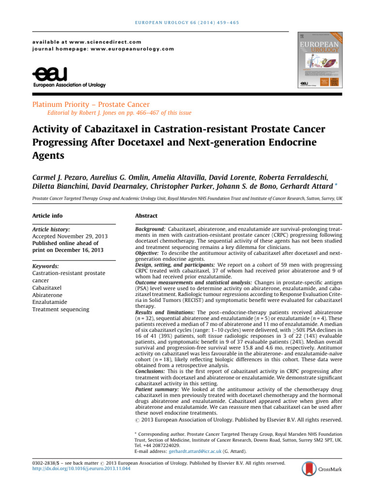 Pezaro 2014 | PDF | Prostate Cancer | Prostate Specific Antigen
