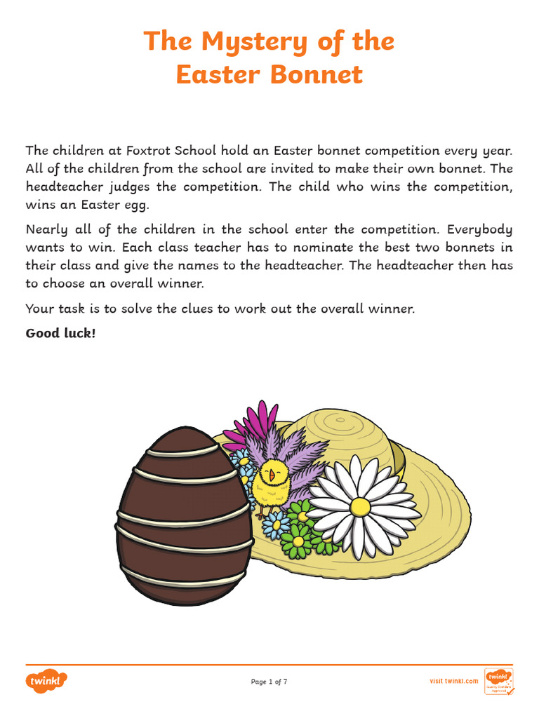 T L 526158 Easter Bonnet Mystery Phonics Problemsolving Game English - Ver - 5 | PDF | Easter ...
