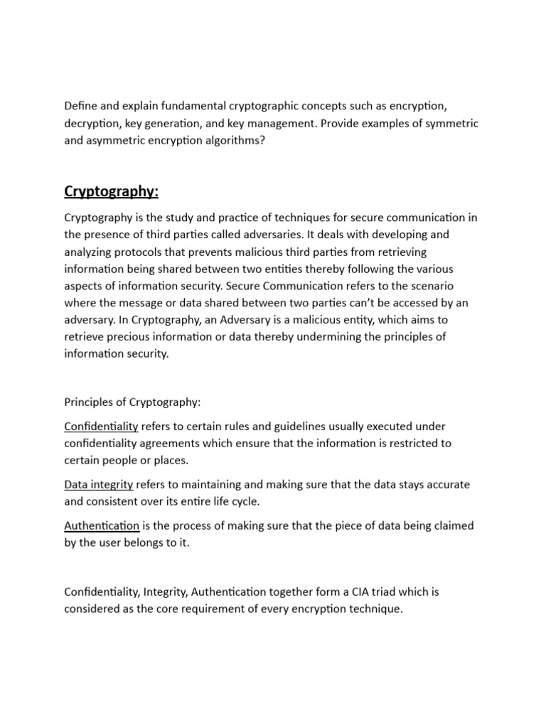 Cryptography | PDF | Key (Cryptography) | Encryption Cryptography | PDF | Key (Cryptography) | Encryption