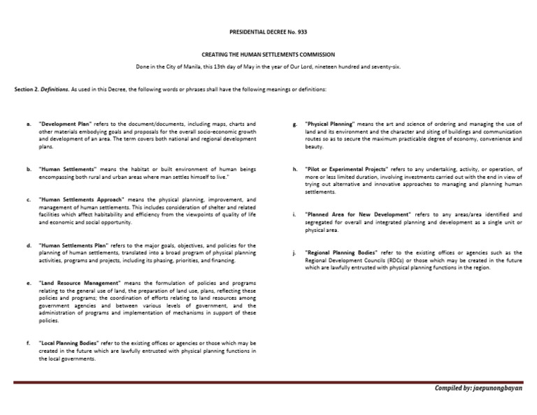 Human Settlements Commission Decree | PDF | Policy | City