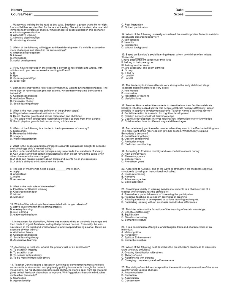 Group 3 Let Reviewer | PDF | Learning | Cognitive Development