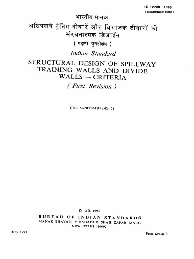 Structural Design of Spillway Training Walls and Divide Walls ...