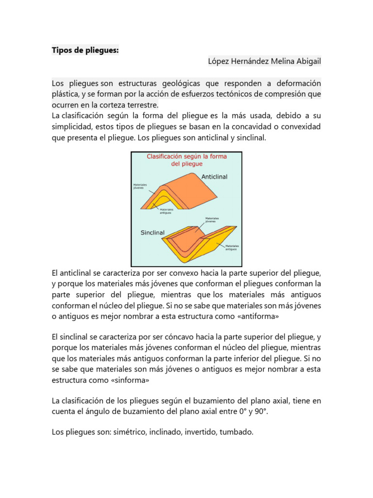 Tipos y Clasificación de Pliegues Geológicos | PDF | Geología ...