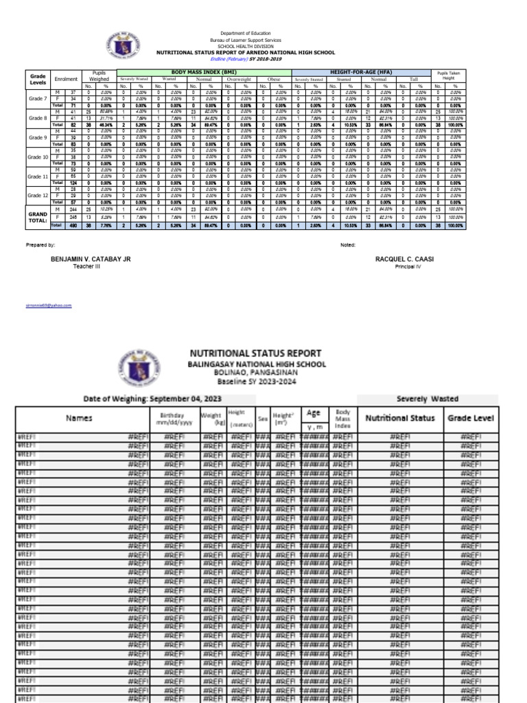 8 Gumamela Bnhs Nutri Status 2023 2024 Baseline | PDF | Body Mass Index ...
