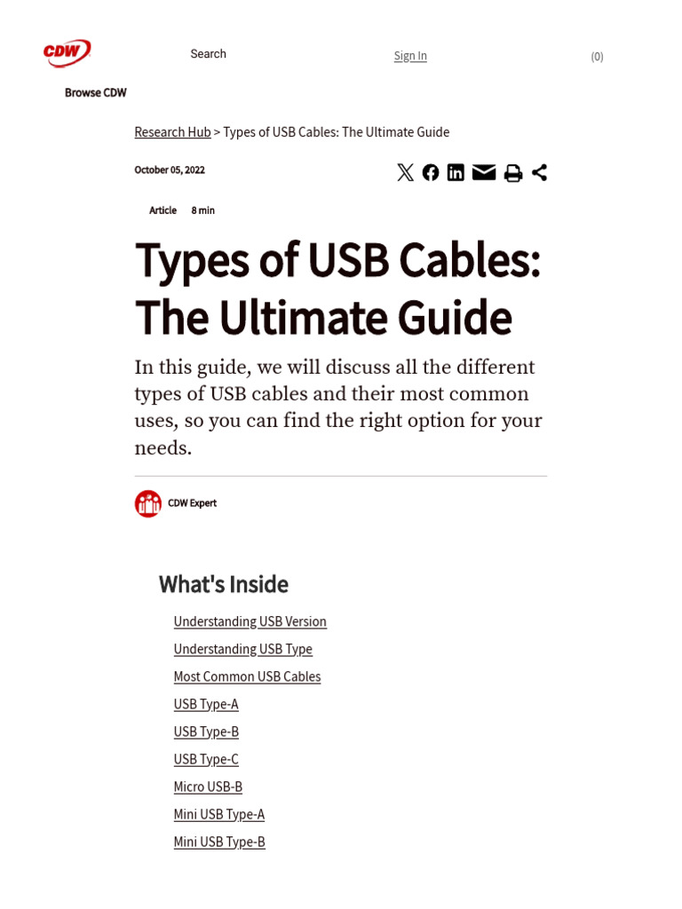 Types of USB Cables - The Ultimate Guide - CDW | PDF | Usb | Computing
