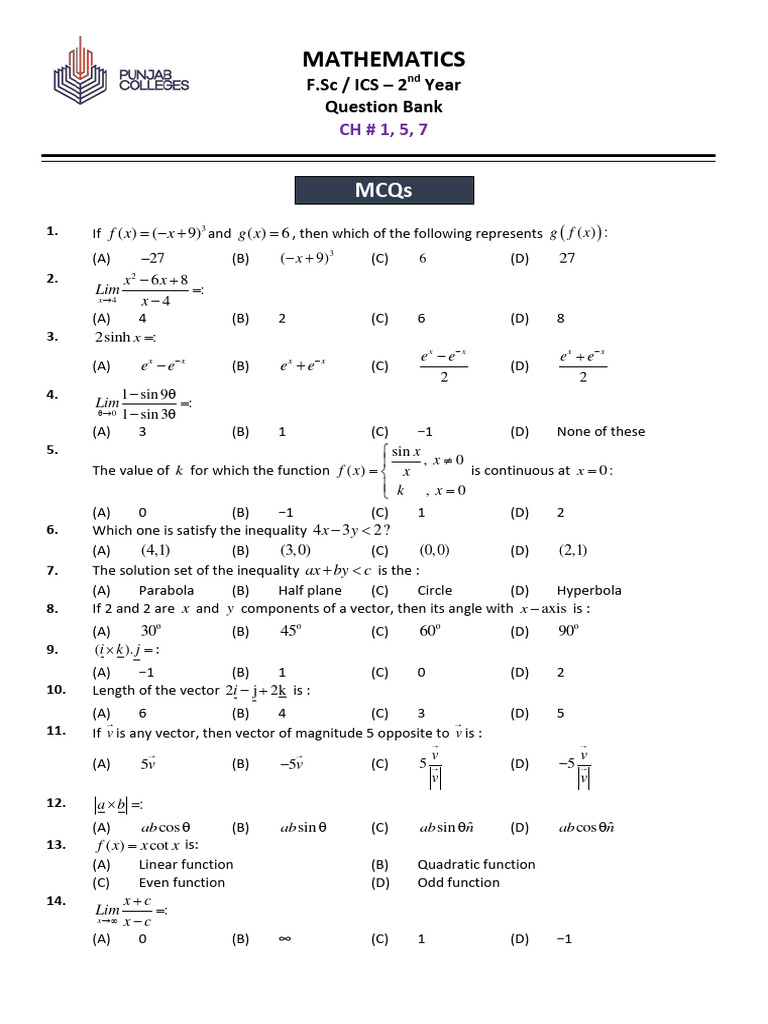 Part 2 Math Question Bank Send Up Exams | PDF | Linear Programming | Euclidean Vector