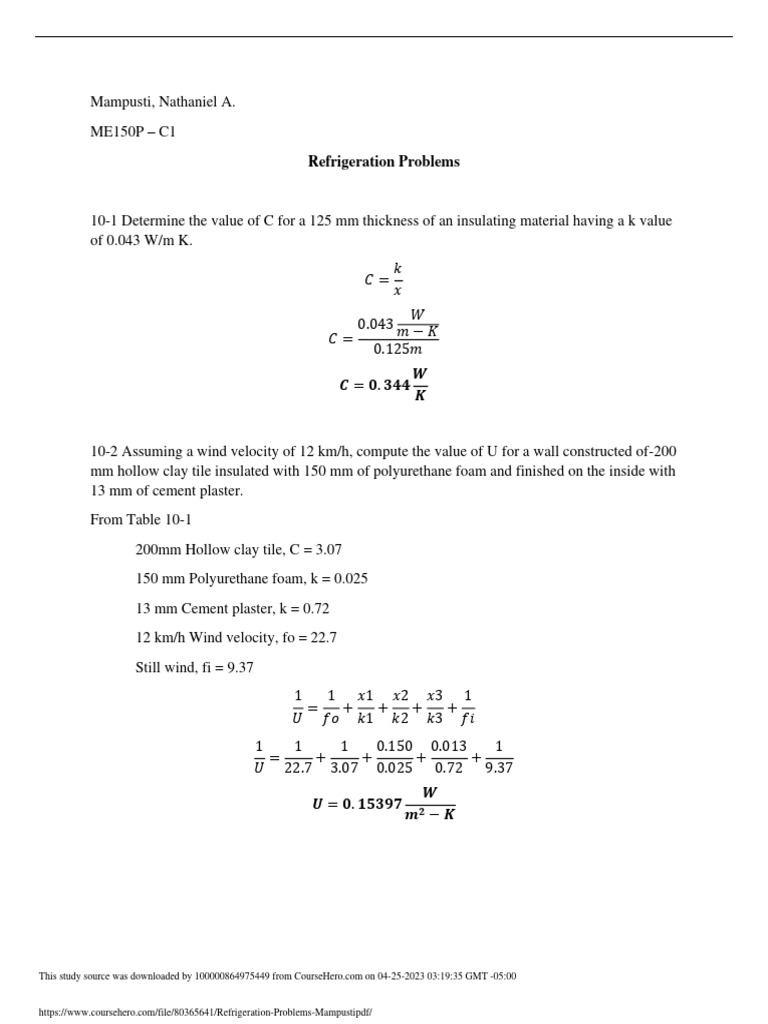 Refrigeration Problems Mampusti | PDF | Polystyrene | Freezing