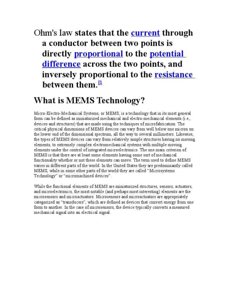 What Is MEMS Technology | PDF | Microelectromechanical Systems ...