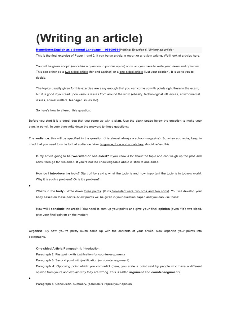 Writing An Article | PDF | Question | Argument