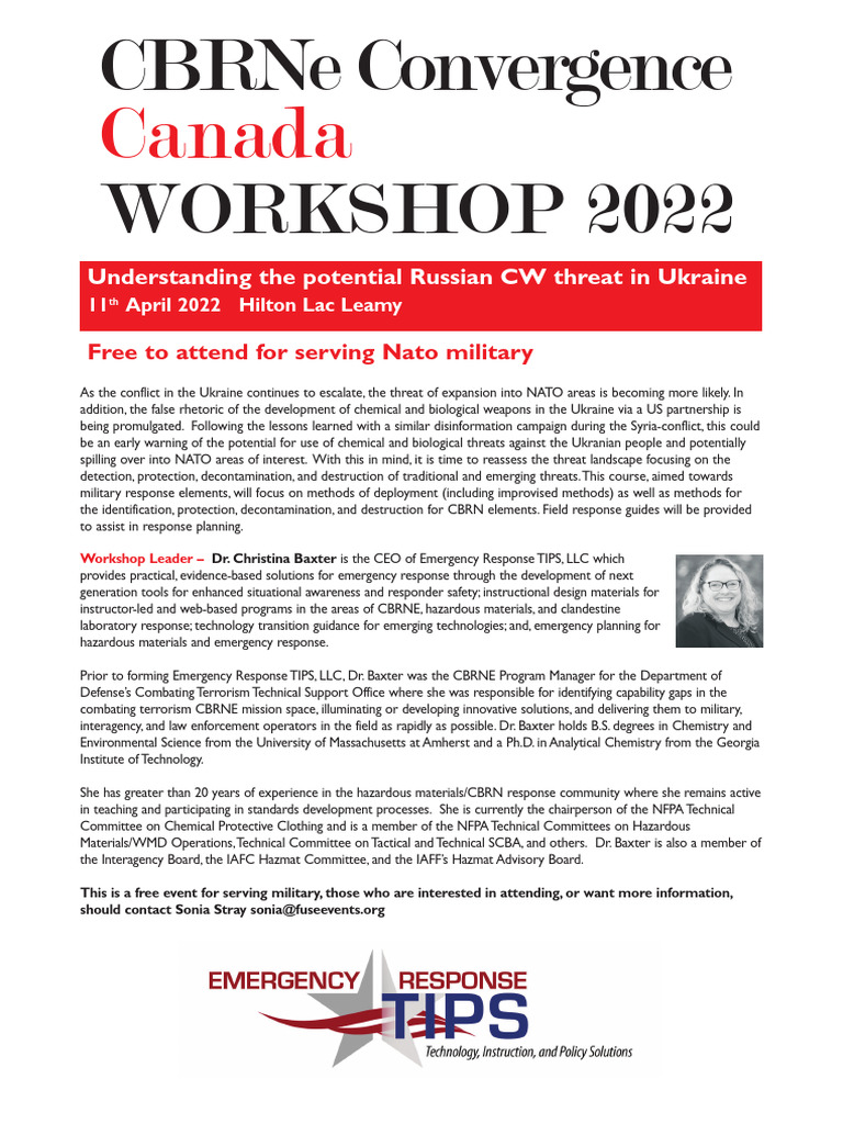 CBRNe Canada Workshop 1pp v2 Web | PDF | Cbrn Defense | Safety