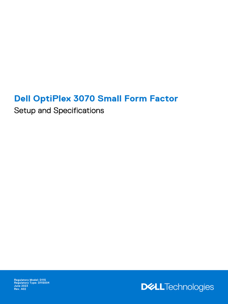 Dell OptiPlex 3070 SFF Setup Guide | PDF | Solid State Drive | Bios