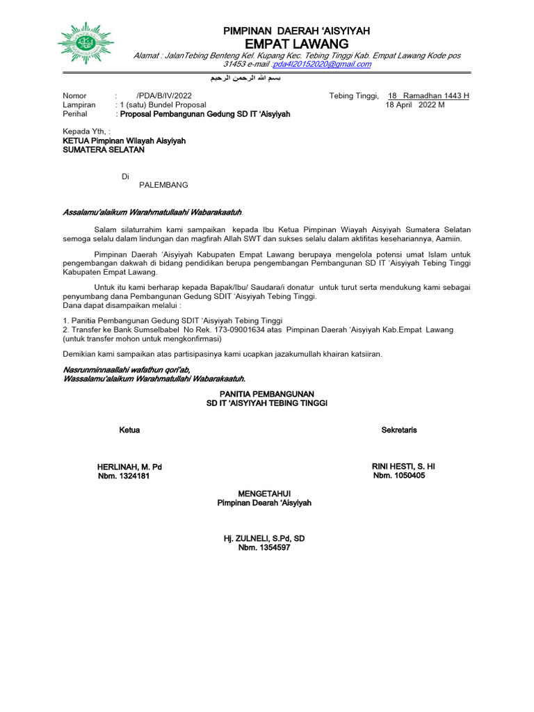 Surat Permohonan Proposal | PDF