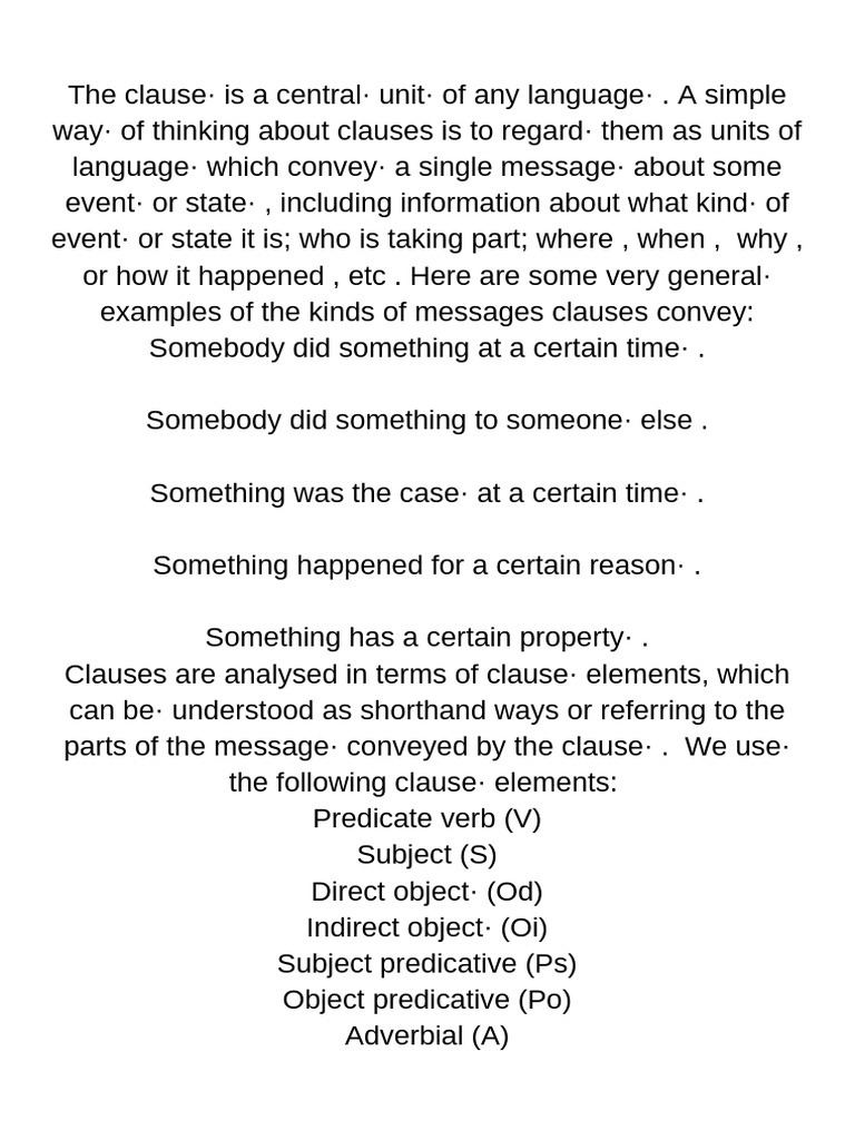 Clause Elements | PDF | Object (Grammar) | Verb