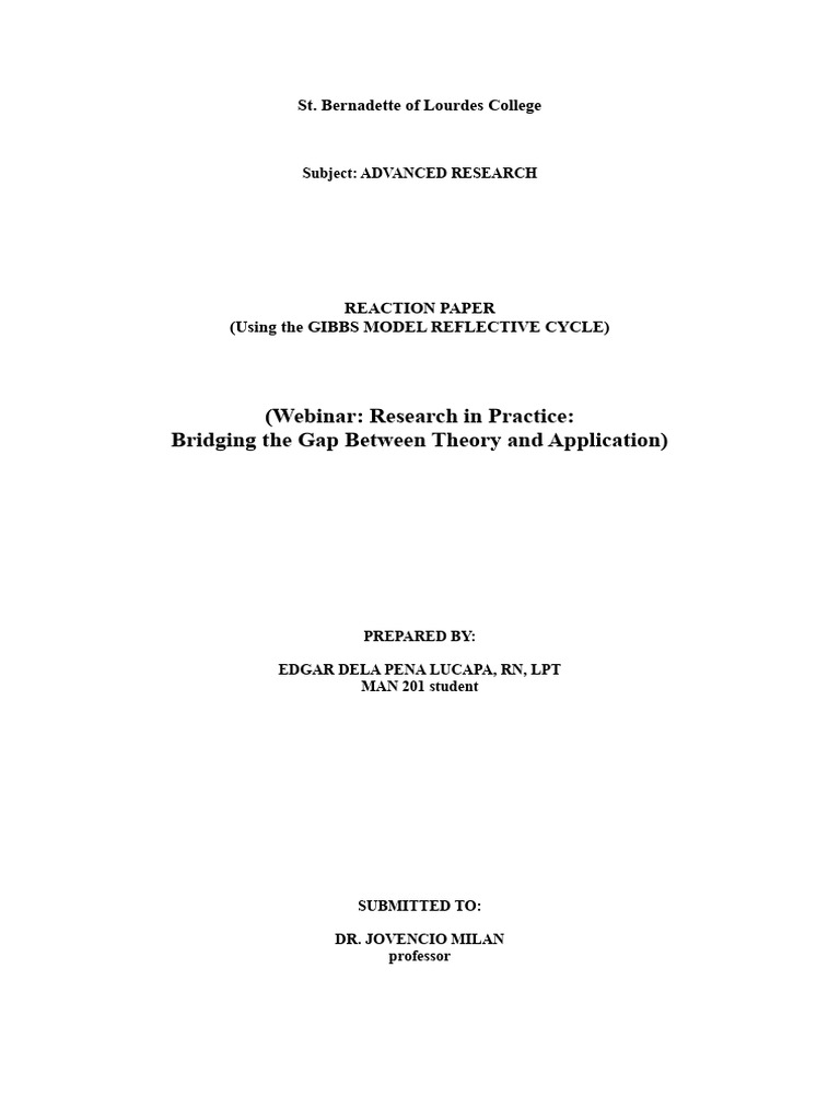 REACTION PAPER of The Webinar Research Practice Bridging The Gap ...