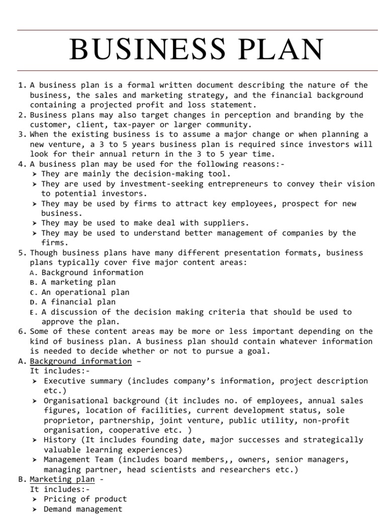 Comprehensive Business Plan Guide | PDF