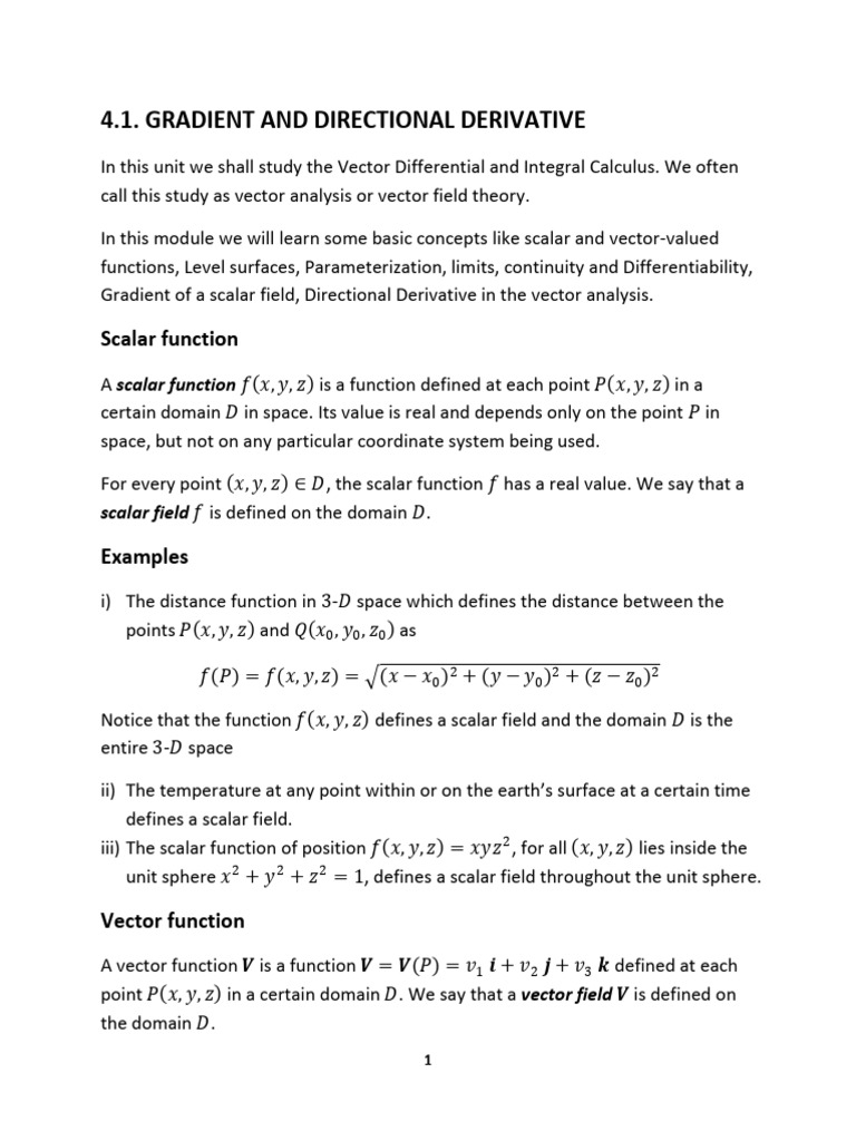 Unit-4 - Vector Calculus-My Notes | PDF | Function (Mathematics ...