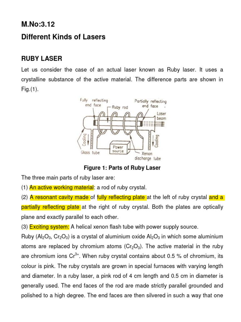 P - 3.12 - RM Kind of Lasers | PDF | Laser | Laser Diode