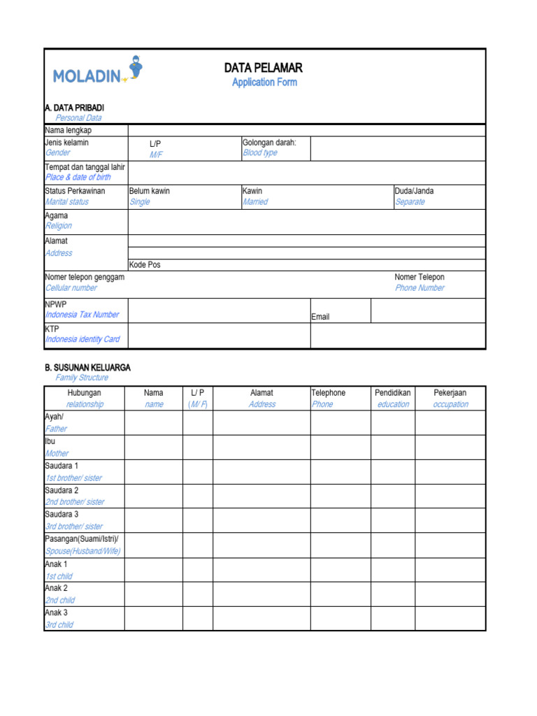 App Form - Moladin ASO | PDF