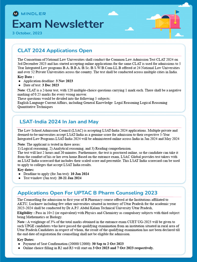 Mindler Exam Newsletter 3 October, 2023 | PDF | Law School Admission ...