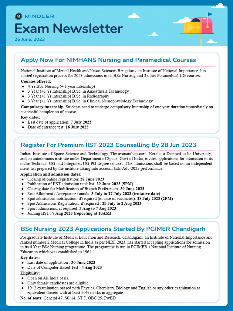 NIMHANS Nursing & Paramedical Admissions 2023 | PDF | University And ...