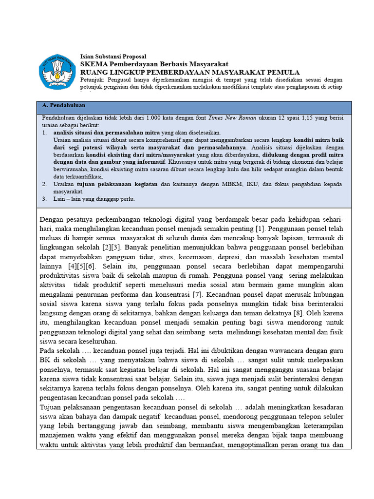 Template Usulan PKM Skema PMP | PDF