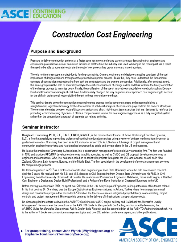 Construction Cost Engineering | PDF | Construction Management | Business