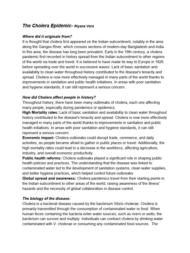 Cholera Epidemic: History and Impact | PDF | Cholera | Diarrhea
