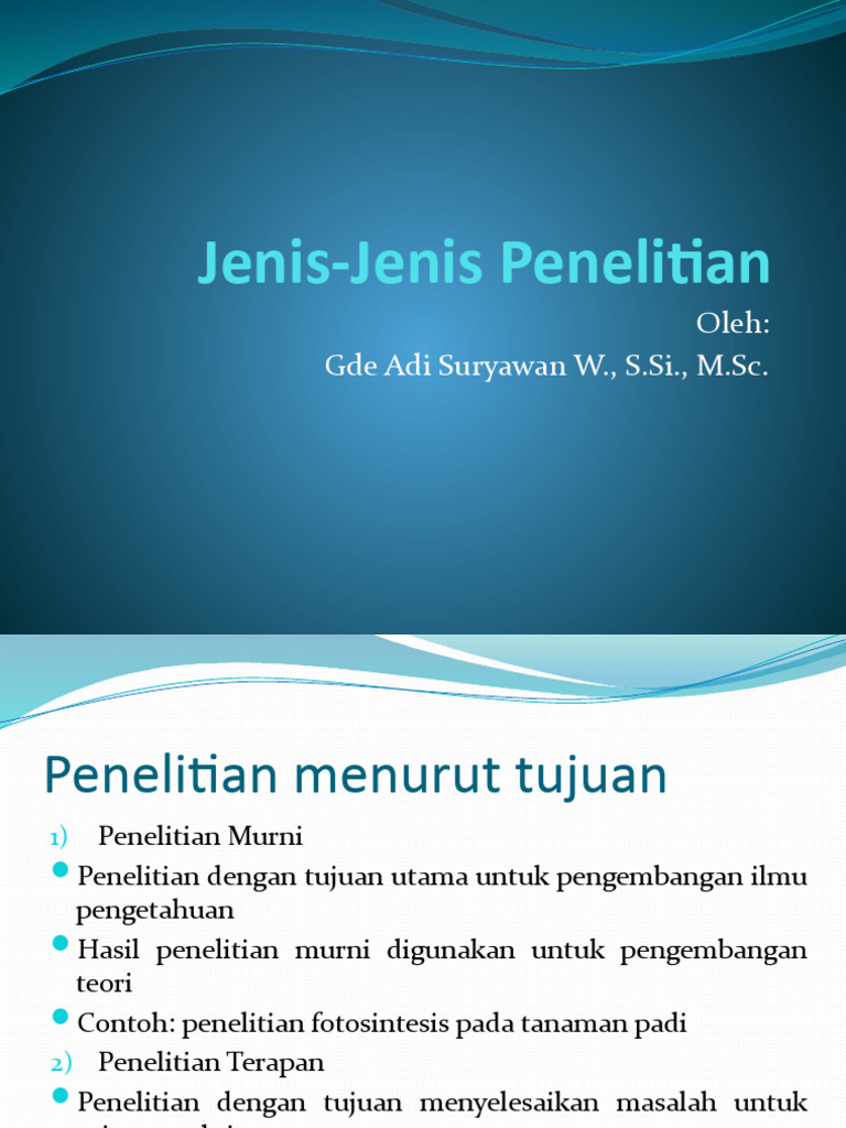 Contoh Penelitian Murni dan Terapan | PDF