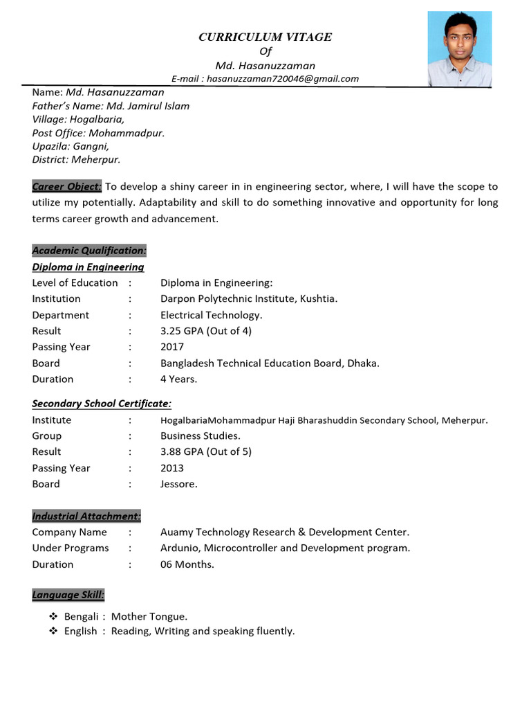 CV of Hasan | PDF