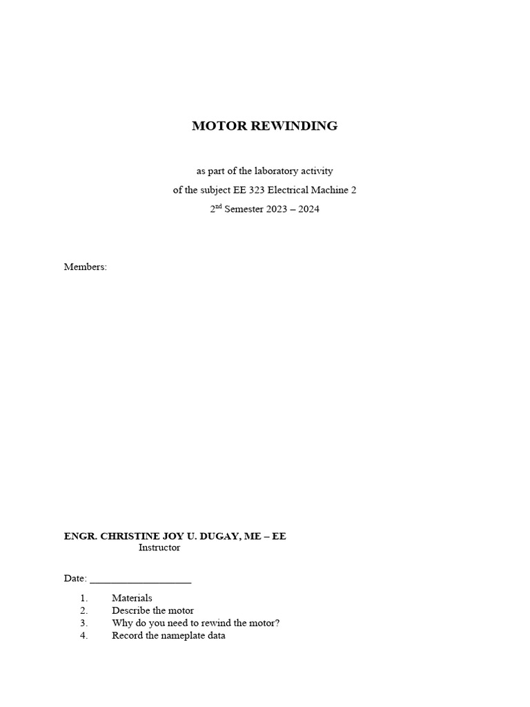 Motor Rewinding Paper 1 | PDF | Length | Electricity