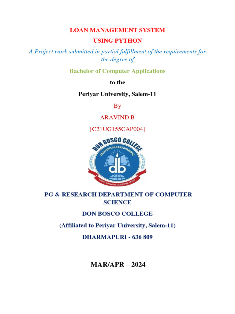 Loan Management System | PDF | Computing | Information Technology