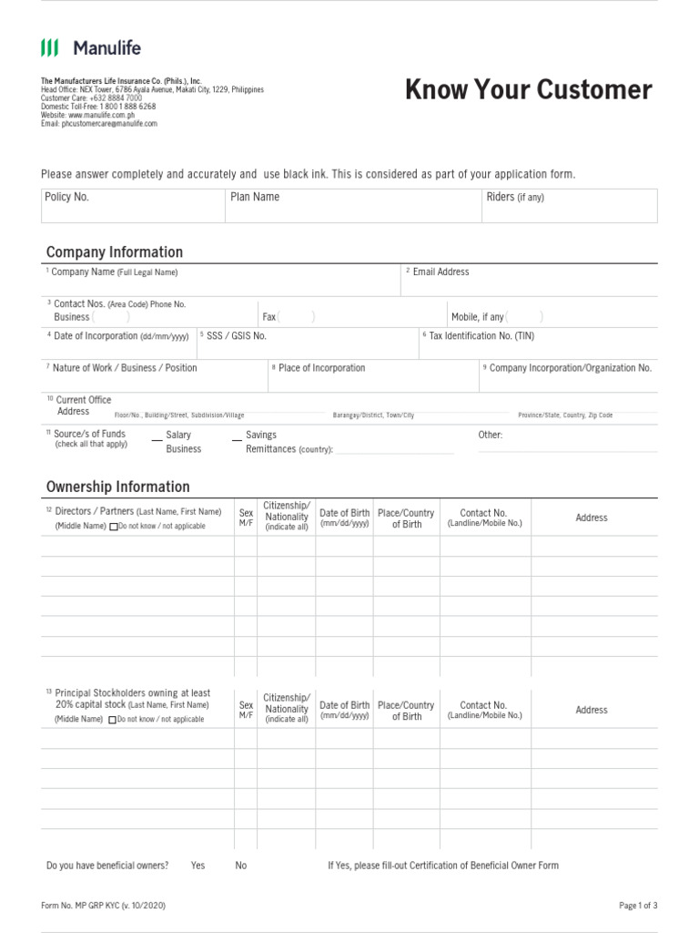 KYC Fillable | PDF | Business Law | Private Law