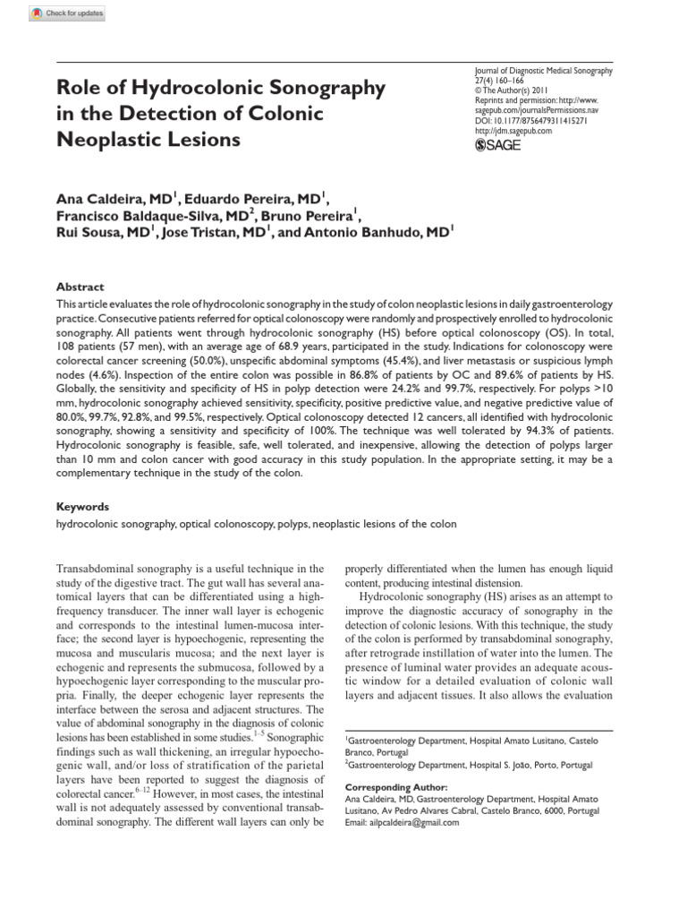Hydrocolonic Sonography for Colonic Lesions | PDF | Colorectal Cancer ...