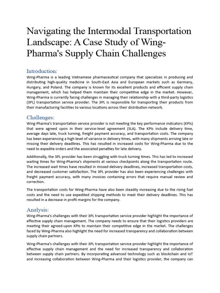 Case - Session 4 - Navigating The Intermodal Transportation Landscape ... Case - Session 4 - Navigating The Intermodal Transportation Landscape ...