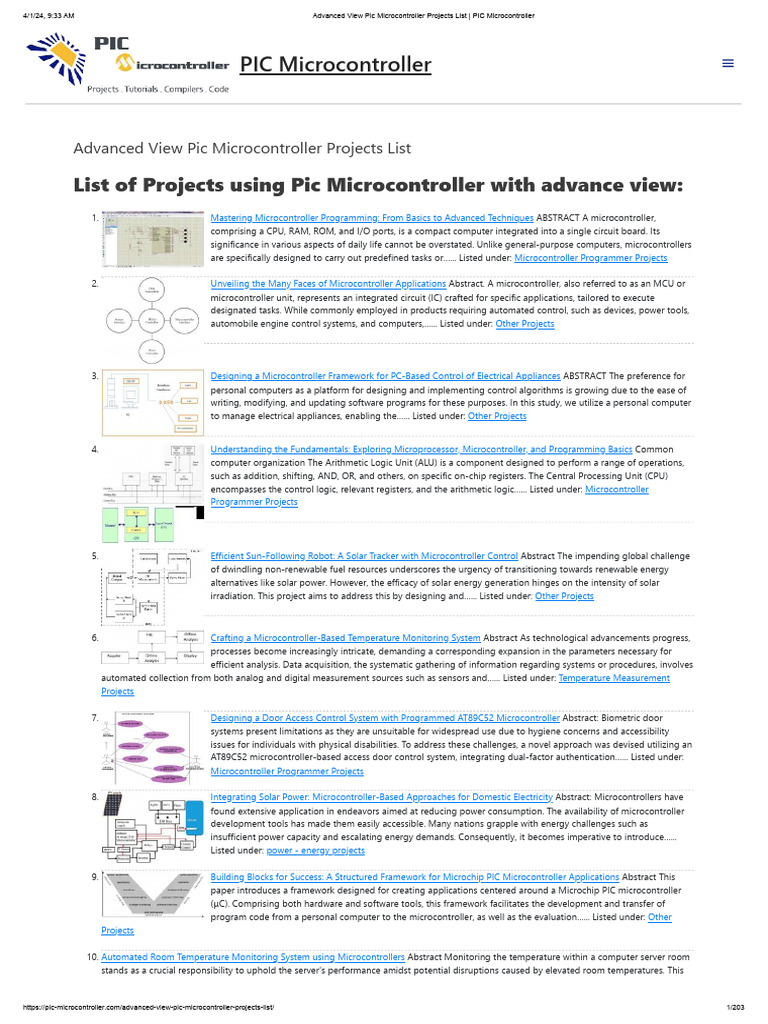Advanced View Pic Microcontroller Projects List - PIC Microcontroller | PDF | Microcontroller ...