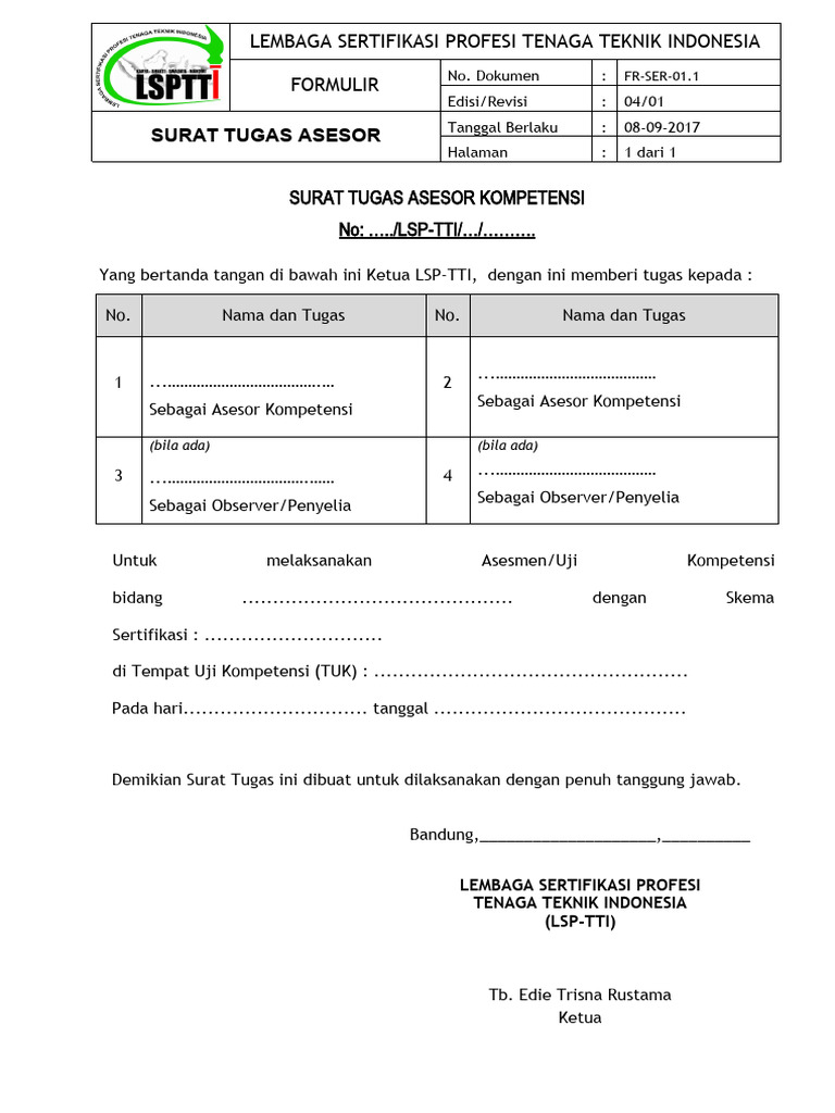 FR-SER-01.1 - Surat - Tugas - Asesor | PDF
