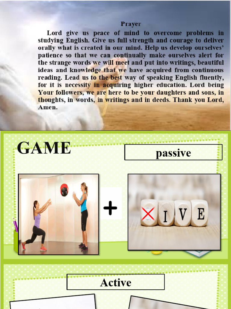 Active Vs Passive Voices PPT With Prayer | PDF | Verb | Syntax