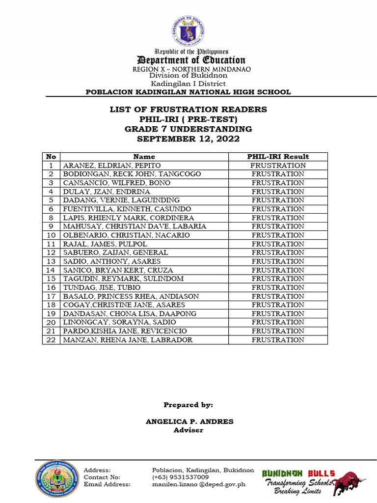Reading Result Template | PDF | Quality Assurance | Applied Statistics