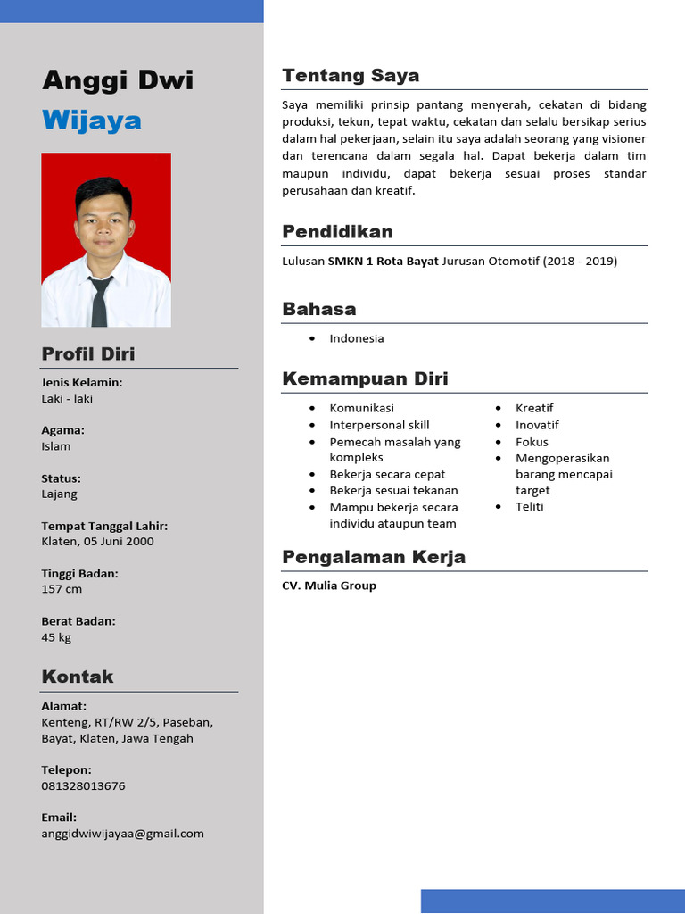 Profil Anggi Dwi Wijaya | PDF