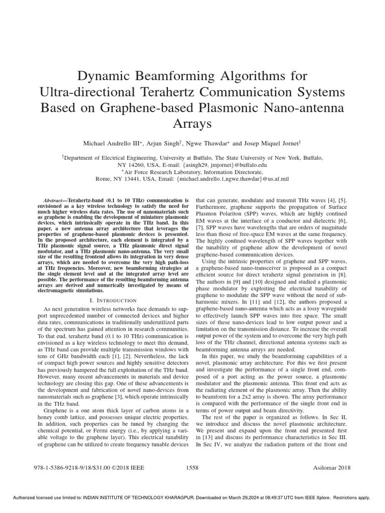 Dynamic Beamforming Algorithms For Ultra-Directional Terahertz Communication Systems Based On ...