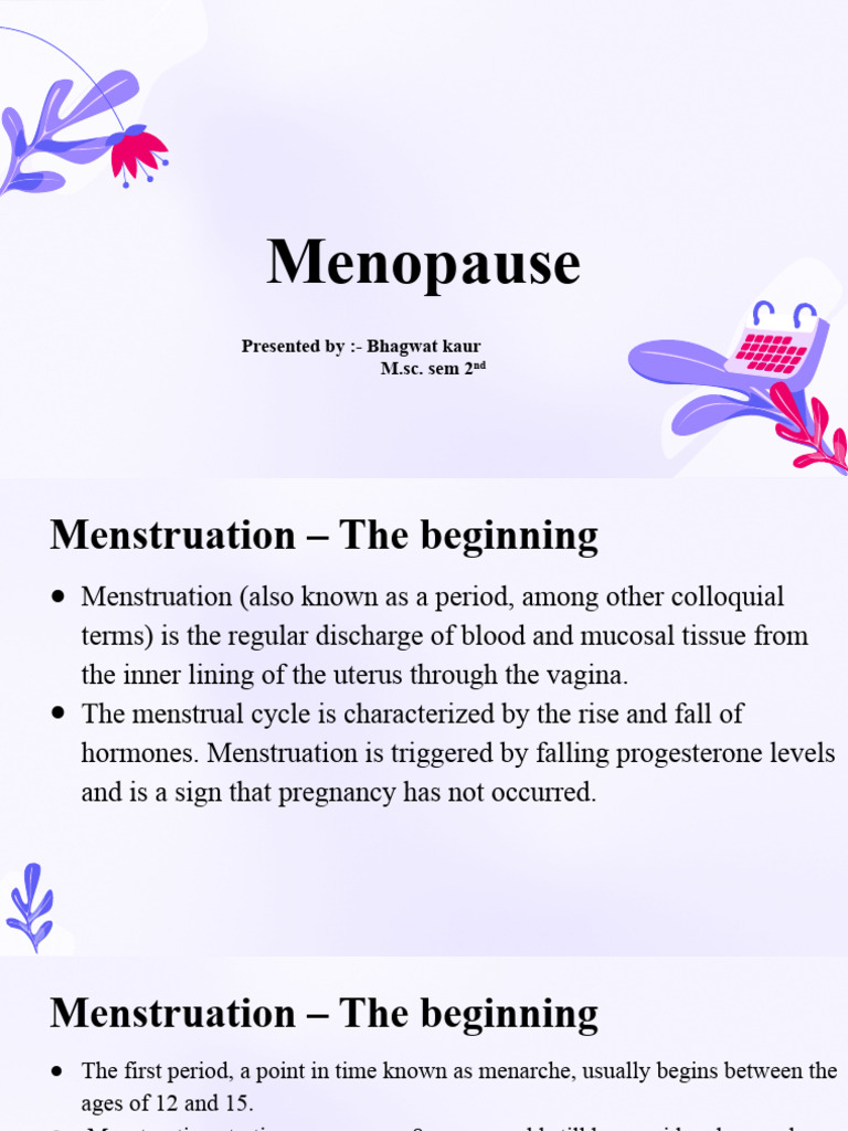 Menstruation and Menopause | PDF | Menstrual Cycle | Menopause
