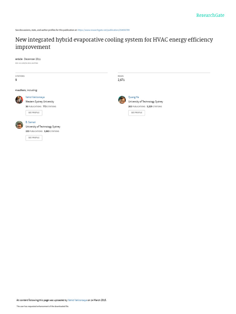 New Integrated Hybrid Evaporative Cooling System | PDF | Heat Exchanger ...