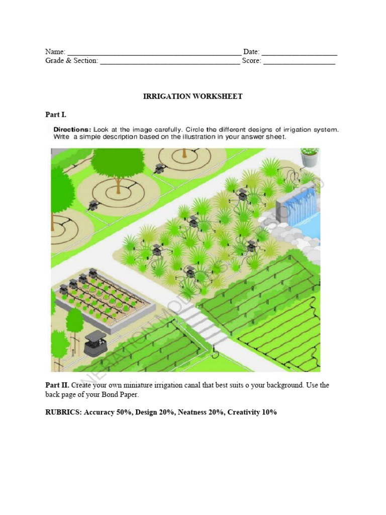 Irrigation Drawing Worksheet | PDF