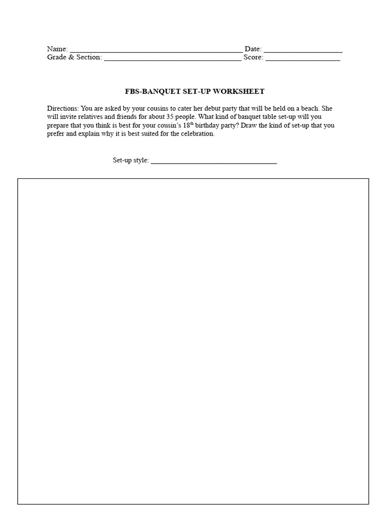 Banquet Worksheet | PDF