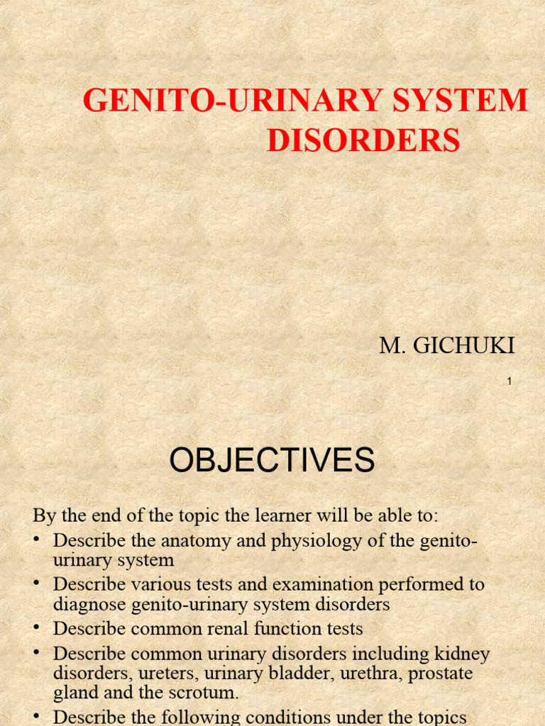 Genito-Urinary Disorders Overview | PDF