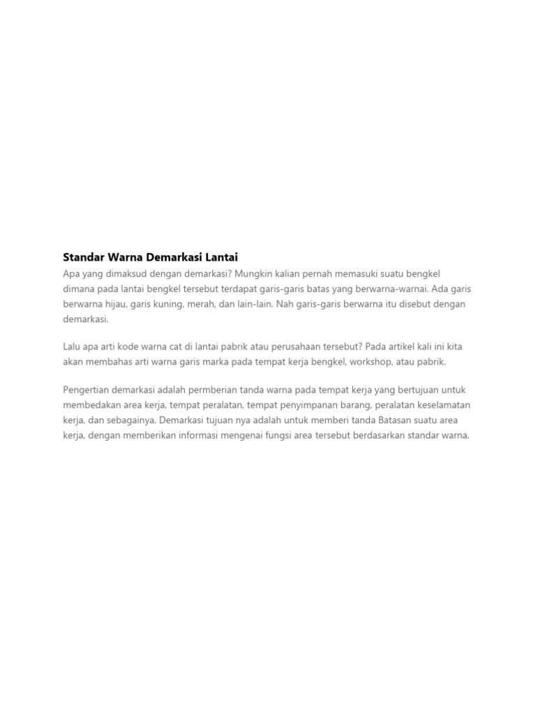 Standar Warna Demarkasi Lantai | PDF