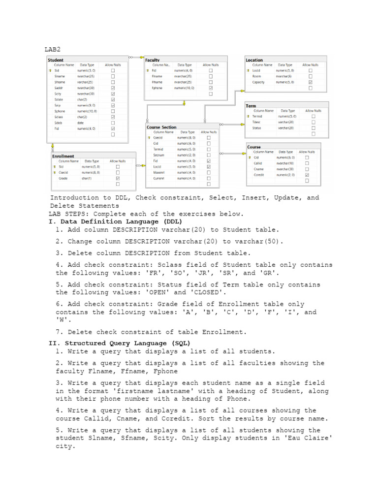 SQL DDL and Query Practice Lab | PDF | Data Management | Computer ...