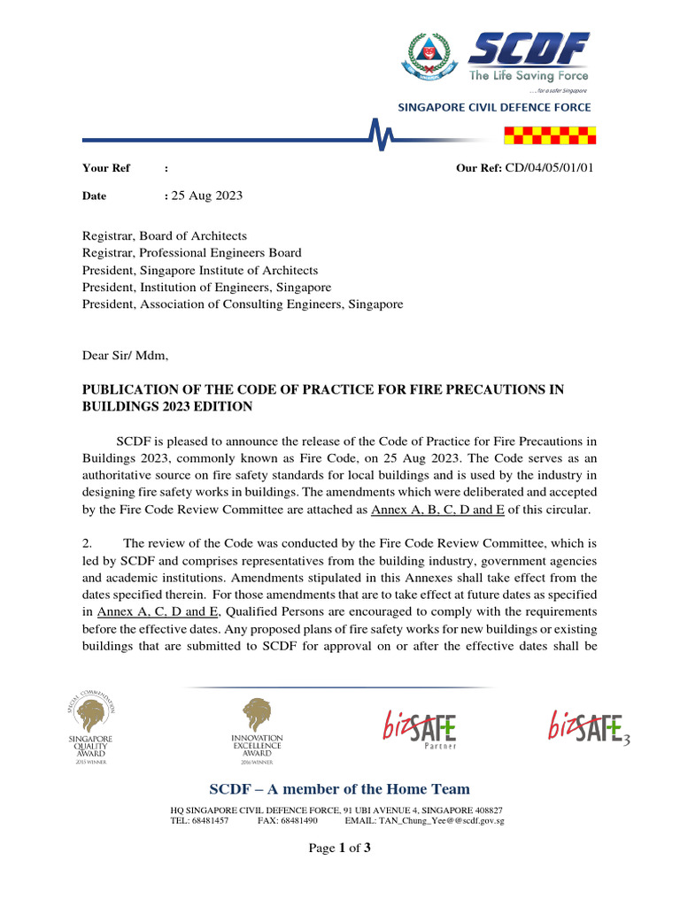 Circular Publication of The Code of Practice For Fire Precautions in ...